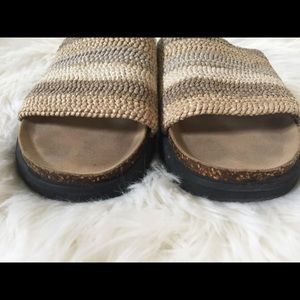 Judith | Shoes | Judith Shades Of Beige Fabric Wedge Slidessize 8m ...